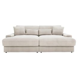 CARRYHOME Bigsofa, Natur, Textil, 3-Sitzer, F&uuml;llung: Schaumstoff, Silikon,Schaumstoff, Silikon,Schaumstoff, Silikon, 230x80x190 cm, Typenauswahl, R&uuml;cken echt, haustierfreundlicher Bezug, Wohnzimmer, Sofas & Couches, Sofas, Bigsofas