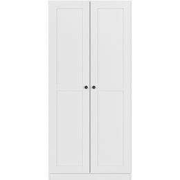 Dreht&uuml;renschrank Rauch "Kleiderschrank Schrank Garderobe Ankleide Schlafzimmerschrank YLVA", wei&szlig;, B:90cm H:197cm T:54cm, Holzwerkstoff, Schr&auml;nke, Dreht&uuml;renschrank, skandinavischer Style mit Rahmenfront und Knopfgriffen MADE IN GERMANY