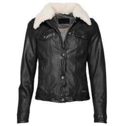 Bikerjacke Mustang "Lederjacke Jenny RF", Damen, Gr. S, schwarz, Obermaterial: 100% Lammleder LEL. Futter: 100% Baumwolle CO., Jacken Bikerjacke