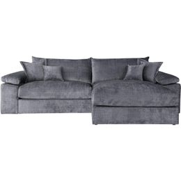 Ecksofa Home Affaire "Soft&Cosy XXL L-Form, B: 303 cm - OTTO. Verl&auml;ssliche Qualit&auml;t.", dunkelgrau, B:303cm T:187cm, 100% Polyester, Sofas, Ecksofa, Mega-Sofa, Cord oder Chenille-Struktur, mit Federkern & 4 Zierkissen
