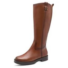 Stiefel Tamaris, Damen, Gr. 36, Normalschaft, cognac, Glattleder, unifarben, used, Schuhe Stiefel, Blockabsatz, Businessstiefel im klassischen Reiterlook