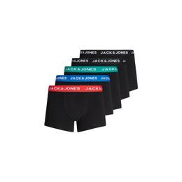 Jack & Jones Boxershorts JACK & JONES "Boxershort JACHUEY TRUNKS 5 PACK 5er Pack", Herren, Gr. XXL, bunt (rot, blau, petrol, schwarz), Obermaterial: 95% Baumwolle CO. 5% Elasthan EL., Unterhosen Boxershorts