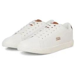 Jack & Jones Sneaker JACK & JONES "JFWBOSLEY", Herren, Gr. 40, wei&szlig;, cognac, Lederimitat, Schuhe Sneaker, mit heller Laufsohle