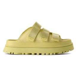 UGG Australia Pantolette UGG "GOLDENGLOW SLIDE", Damen, Gr. 11 (42), gelb (hellgelb), Synthetik, Textil, unifarben, Schuhe Pantolette, Plateauschuh, Sandale, Flats mit Fu&szlig;bett