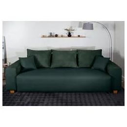 Schlafsofa Collection AB "Yves, B: 243 cm, Liegefl. 142x194 cm", gr&uuml;n (flaschengr&uuml;n, gr&uuml;n), B:243cm T:94cm, 100% Polyester, Sofas, Schlafsofa, Bettfunktion, Bettkasten & 2 Zierkissen, Federkern