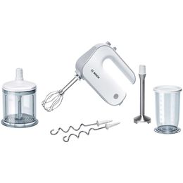 Bosch Handmixer "Styline MFQ4080, Edelst. R&uuml;hrbesen/Knethaken, Mixfu&szlig;, 5 Stufen, wei&szlig;", bunt (wei&szlig;, silberfarben), Mixer, Zerkleinerer, Turbotaste, leichtes Geh&auml;use, Made in Europe, Handmixer