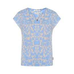 BETTY & CO Blusenshirt BETTY & CO "Blusenshirt mit Gummizug", Damen, Gr. L, blau (blau, wei&szlig;), Obermaterial: 50% Baumwolle CO. 50% Modal CMD., Shirts Blusenshirt