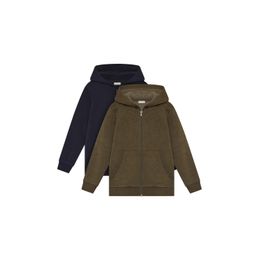 Sweatjacke Minymo "Trainingsjacke MISweat Jacket", Jungen, Gr. 122, gr&uuml;n (schwarz olive), Obermaterial: 60% Baumwolle CO. 40% Polyester PES., Sweatjacken Sweatjacke