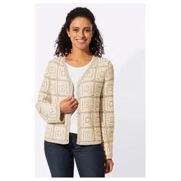 Cardigan Inspirationen, Damen, Gr. 40, sand, wei&szlig;, 50% Baumwolle, 50% Polyacryl, gemustert, mehrfarbig, Strickjacken