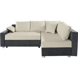 Ecksofa Collection AB "Parma L-Form", grau (grau, natur), B:224cm H:84cm T:161cm, Kunstleder SOFTLUX / Struktur (80% Polyester; 20% Polyacryl);Microfaser PRIMABELLE (100% Polyester);Zierkissen: Jeweils analog des Korpusbezugs (Wendekissen, teilweise im Materialmix);Microfaser PRIMABELLE (100% Polyester) / Struktur (80% Polyester; 20% Polyacryl), Sofas, Ecksofa, mit Bettfunktion und Federkern