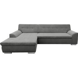 Ecksofa DOMO collection "Treviso viele Bez&uuml;ge, auch in Cord, L-Form, B/T/H: 267/80/83 cm", grau, B:267cm H:83cm T:178cm, 100% Polyester, Sofas, Ecksofa, mit Bettfunktion, inkl. Zierkissen, Unser Dauertiefpreis