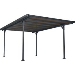 Einzelcarport PALRAM - CANOPIA "Verona", grau (anthrazit), B/H/T: 297cm x 210cm x 500cm, Carports, Einzelcarport, 6mm starke Polycarbonat-Stegplatten