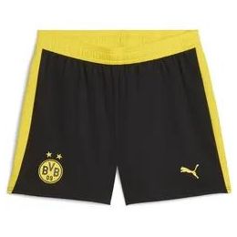 Sporthose Puma "Borussia Dortmund 25/26 Shorts Damen", Damen, Gr. M, Normalgr&ouml;&szlig;en, schwarz faster gelb, Obermaterial: 100% Polyester, regular fit, Hosen Sporthose
