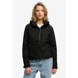 Outdoorjacke Superdry "HOODED CLASSIC TREKKER JACKET", Damen, Gr. M, meteorite schwarz, Web, Obermaterial: 90% Polyester, 10% Elasthan, unifarben, slim fit normal, Jacken Outdoorjacke