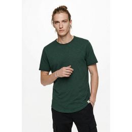 Only & Sons Rundhalsshirt ONLY & SONS "ONSBENNE LONGY SS TEE NF 7822 NOOS", Herren, Gr. L, gr&uuml;n (schwarzest spruce), Single Jersey, Obermaterial: 100% Baumwolle, unifarben, oversize lang, Rundhals, Shirts Rundhalsshirt, Topseller