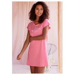 Nachthemd Vivance DREAMS, Damen, Gr. 44/46, N-Gr, pink, Single Jersey, Obermaterial: 100% Baumwolle, bedruckt, unifarben, Basic, loose fit mini, Rundhals, angeschnitten, Kleider Nachthemd, mit sch&ouml;nem Frontprint