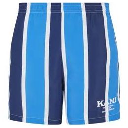 Badeshorts Karl Kani "Karl Kani Herren KM242-037-1 Retro Striped Boardshorts", Herren, Gr. XS, US-Gr&ouml;&szlig;en, aqua, navy, wei&szlig;, 100% Polyester, Badehosen Badeshorts