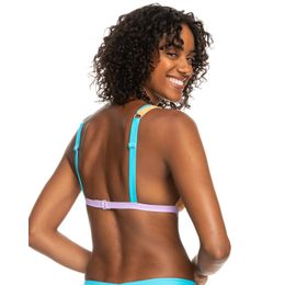 Triangel-Bikini-Top Roxy "Colorblock Party", Damen, Gr. XS, Cup B, blau (bachelor button), Obermaterial: 87% Nylon, 13% Elasthan;, Bikini-Oberteile Triangel-Bikini-Top