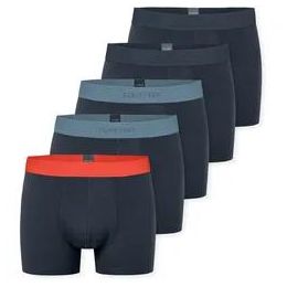 Boxershorts Schiesser "95/5 Multipacks", Damen, Gr. 7, bunt (901, graublau, rot, dunkelblau), Single Jersey, Obermaterial: 95% Baumwolle, 5% Elasthan, unifarben mit Farbeinsatz, k&ouml;rpernah, Unterhosen, ohne Eingriff, angenehm weich