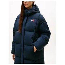 Tommy Hilfiger Steppmantel TOMMY JEANS "TJW ALASKA GRID DWN MXI COAT EXT", Damen, Gr. XXL (44), blau (schwarz night navy), Web, Obermaterial: 100% Polyester, unifarben, regular fit, M&auml;ntel Steppmantel