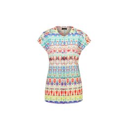 Kurzarmbluse GOLDNER "Kurzgr&ouml;&szlig;e Kurzarm multicolor Printbluse", Damen, Gr. 19, bunt (bunt, gemustert), Obermaterial: 100% Viskose CV., Sonstiges, Blusen Kurzarmbluse, Kn&ouml;pfe