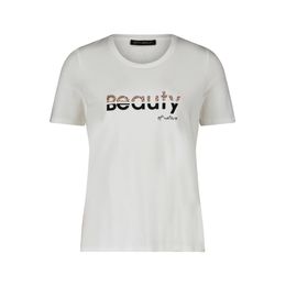 T-Shirt Betty Barclay "Basic Shirt mit Aufdruck", Damen, Gr. 38, wei&szlig; (patch cream, schwarz), Obermaterial: 95% Baumwolle CO. 5% Elasthan EL., Shirts T-Shirt