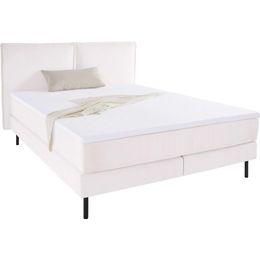 Bett "ERIK Boxbett mit Bonnell-/Taschen-Federkernmatratze, Breite 160/180cm", creme, B:180cm H:113cm L:209cm, 95% Polyester, 5% Nylon, LeGer Home by Lena Gercke, Betten, Bett, wahlweise H&auml;rtegrad der Matratze H2/H3/H4, Polsterbett mit/ohne Topper
