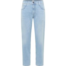 Tapered-fit-Jeans Mustang "Herren Style Denver Tapered", Herren, Gr. 33, L&auml;nge 32, 314 mittelblau, Denim/Jeans, 99% Baumwolle, 1% Elasthan, unifarben, weit, unten schmal, Jeans Tapered-fit-Jeans