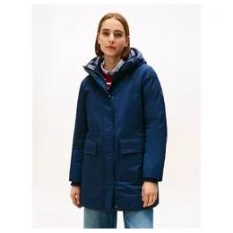 Wintermantel Tommy Hilfiger "PADDED NYLON REG PARKA", Damen, Gr. L (40), blau (schwarz night navy), Web, Obermaterial: 59% Baumwolle, 41% Polyester, unifarben, M&auml;ntel Wintermantel