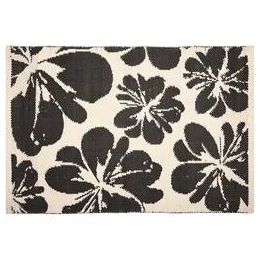 Fu&szlig;matte Pad "BLOOM", schwarz, B:60cm H:12mm L:90cm, Kunstfaser, Teppiche, Fu&szlig;matte, Schmutzfangmatte, handgewebt, Blumen Muster, In- und Outdoor geeignet