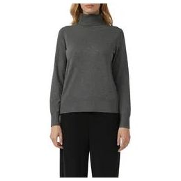 Strickpullover s.Oliver, Damen, Gr. 42, grau (dunkelgrau melange), Strick, Obermaterial: 72% Viskose, 28% Polyester, meliert, regular fit normal, ohne Ausschnitt, elastischer Bund, Pullover Strickpullover, mit Rollkragen