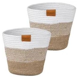 &Uuml;bertopf CREATIV HOME "&Uuml;bertopf", wei&szlig;, braun, H:17cm &Oslash;:22cm, Jute, Pflanzgef&auml;&szlig;e, mit elegantem Streifen-Design