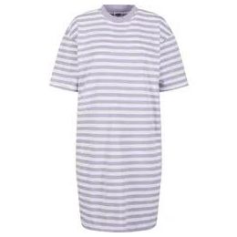 Shirtkleid Urban Classics "Urban Classics Damen Ladies Oversized Striped Tee Dress", Damen, Gr. XS, US-Gr&ouml;&szlig;en, wei&szlig;, dustylila, 100% Baumwolle, relaxed fit, Rundhals, Kleider Shirtkleid