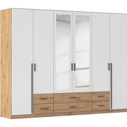 Kleiderschrank Rauch "Schrank Garderobe Ankleide GAMMA Breiten 91/136/181/226/271/315/360 cm", eiche artisan, alpinwei&szlig;, griffstangen graumetallic, B:271cm H:210cm T:54cm, Holzwerkstoff, Schr&auml;nke, Kleiderschrank, verschiedene Griff-Varianten, mit Spiegel TOPSELLER MADE IN GERMANY