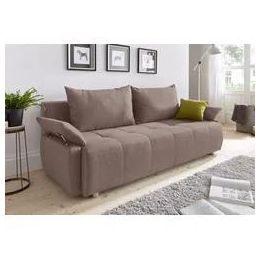 Schlafsofa Collection AB "Funtastic, B: 212 cm, Liegel. 145x187 cm", taupe, B:212cm H:84cm T:96cm, Zierkissen: 100% Polyester;Struktur (100% Polyester);Kunstleder SOFTLUX;Microfaser PRIMABELLE (100% Polyester), Sofas, Schlafsofa, Bettfunktion, Bettkasten, Armteilverstellung & 1 Zierkissen, Federkern