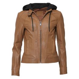 Lederjacke Mustang "Lederjacke 31022243", Damen, Gr. XS, braun (cognac), Obermaterial: 100% Lammleder LEL. Futter: 100% Baumwolle CO., Jacken Lederjacke