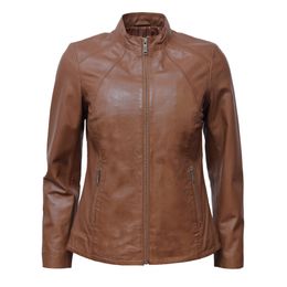 Bikerjacke JCC "Lederjacke 31023627", Damen, Gr. 38, braun (cognac), Obermaterial: 100% Lammleder LEL. Futter: 100% Baumwolle CO., Jacken Bikerjacke