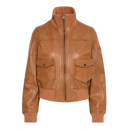 Lederjacke oxmo "Lederjacke OXDenny", Damen, Gr. 36, braun (caramel caf&eacute;), Obermaterial: 100% Lederfaserstoff LEAFIBTEX., Jacken Lederjacke