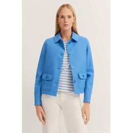 Wolljacke Bugatti, Damen, Gr. 34, blau (320, hellblau), 100% Wolle, unifarben, regular fit, normaler Saum, Jacken Wolljacke, aus 100 % Wolle