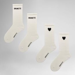 Socken Hudson "Socke Brunette 2-Pack", Damen, Gr. 35-38, wei&szlig; (sanftes wei&szlig; 0082), Obermaterial: 76% Baumwolle CO. 22% Polyamid PA. 2% Elasthan EL., Socken Socken