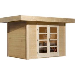 Gartenhaus Weka "Designhaus 126 Plus", beige (naturbelassen), Fu&szlig;boden im Gartenhaus, ohne Dacheindeckung, Massivholz, Gartenh&auml;user, Gartenhaus
