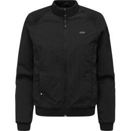 Bomberjacke Ragwear "Bomberjacke Chenna Summer YOUMODO", Damen, Gr. L, schwarz (schwarz uni), Obermaterial: 100% Nylon NY. Obermaterial: Futter: 100% Polyester PES. 100% Polyester PES., l&auml;ssig geschnitten, hoch geschlossener Ausschnitt, Rippb&uuml;ndchen, Jacken Bomberjacke, Wasserabweisende leichte &Uuml;bergangsjacke