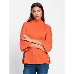 Sweatshirt Heine, Damen, Gr. 40, orange, 50% Modal, 44% Polyester, 6% Elasthan, unifarben, Rundhals, Sweatshirts Sweatshirt