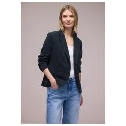 Kurzblazer Street One, Damen, Gr. 36, shadowed navy, Stoff, Obermaterial: 100% Polyester; Futter: 100% Polyester, unifarben, normal normal, V-Ausschnitt, abgesteppt, Blazer Kurzblazer, mit Reverskragen