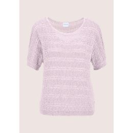Madeleine Mode Longpullover MADELEINE "Pullover B&auml;ndchen-Pullover mit Glanz-Effekt", Damen, Gr. 44/46, rosa (perlrosa), Obermaterial: 55% Baumwolle CO. 45% Polyester PES., Modern, normal, Pullover Longpullover