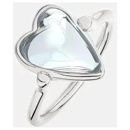 Fingerring Liebeskind Berlin "Schmuck Geschenk Glass Heart Ring" Gr. 56, silberfarben, transparent, Fingerringe, Damen, 56, Edelstahl, 2mm, Fingerring, mit Glasstein