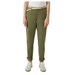 Chinohose s.Oliver, Damen, Gr. 42, N-Gr, khaki, Web, Obermaterial: 98% Baumwolle, 2% Elasthan. Futter: 100% Baumwolle, unifarben, regular fit kn&ouml;chellang, Hosen Chinohose, mit G&uuml;rtel