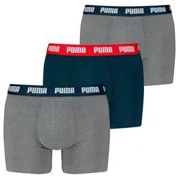 Boxershorts Puma "Puma MEN EVERYDAY BOXERS 3P", Herren, Gr. M, bunt (grau, blau), Obermaterial: 95% Baumwolle, 5% Elasthan, eng, Unterhosen, mit Komfortbund