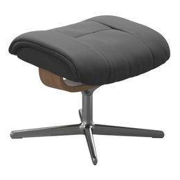 Fu&szlig;hocker stressless "Mayfair", grau (grau batick), B:55cm H:41cm T:39cm, Leder BATICK: BATICK ist ein leicht korrigiertes, durchgef&auml;rbtes und genarbtes M&ouml;belleder, bei dem die meisten Unebenheiten und Spuren in der Regel entfernt wurden., Hocker, Fu&szlig;hocker, mit Cross Base, Gr&ouml;&szlig;e S, M & L, Holzakzent Eiche