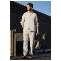 Leinenhemd Street One MEN, Herren, Gr. L (42), US-Gr&ouml;&szlig;en, bohemian beige, Stoff, 100% Leinen, unifarben, normal normal, V-Ausschnitt, B&uuml;ndchen, Hemden, aus Leinen
